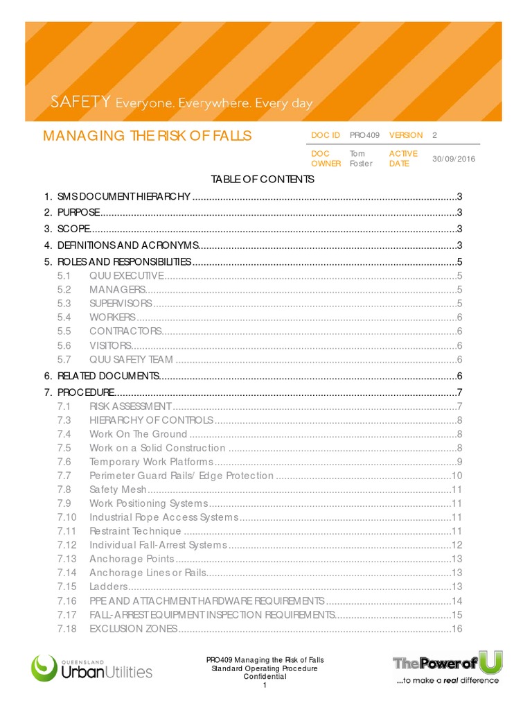 PRO409 Managing Risk of Falls | Download Free PDF | Scaffolding | Risk ...