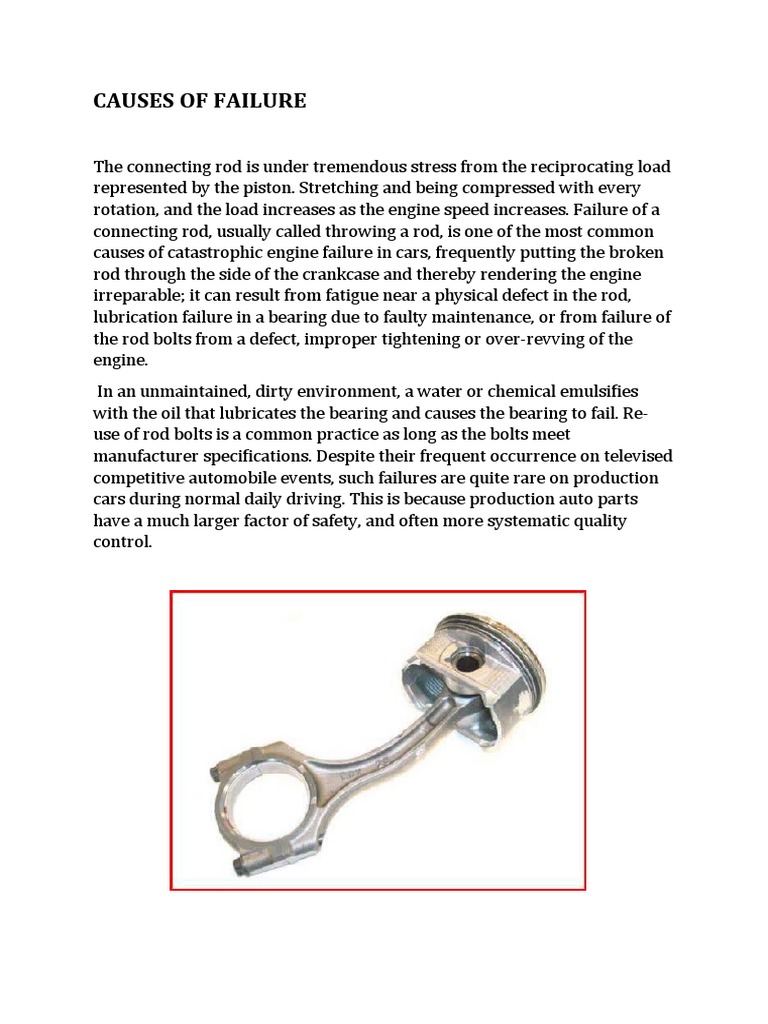 Connecting Rod Failure | PDF | Piston | Fatigue (Material)