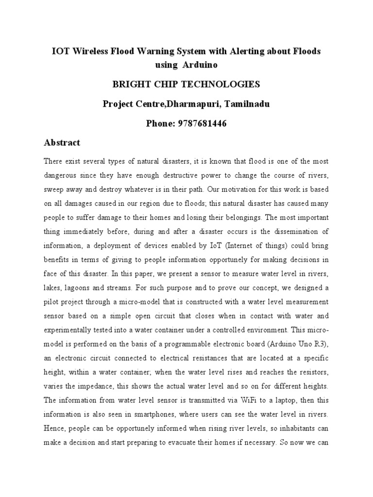 IOT Wireless Flood Warning System With Alerting About Floods Using ...