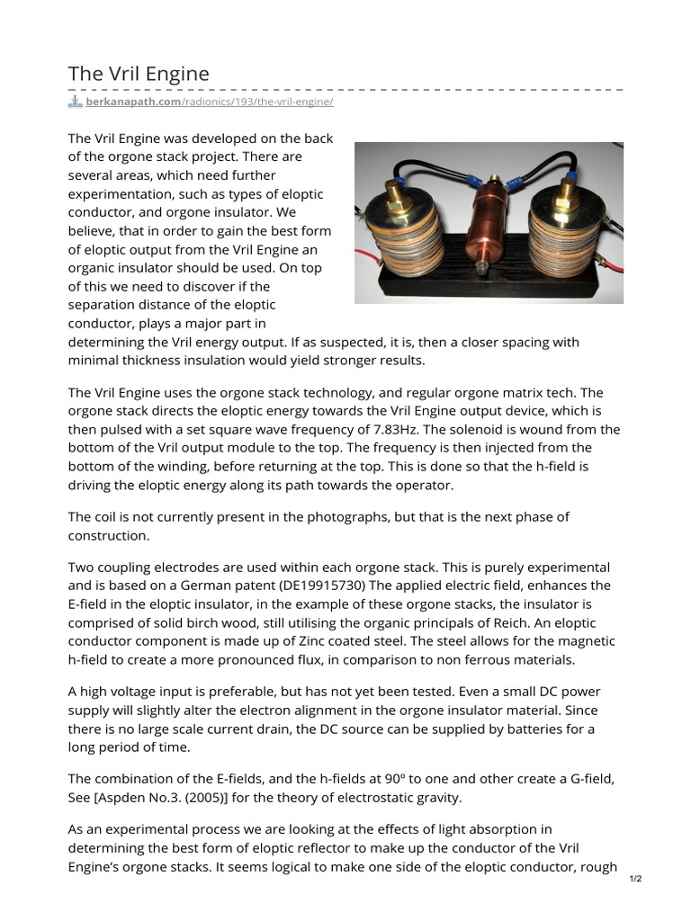 The Vril Engine | PDF | Insulator (Electricity) | Magnetic Field