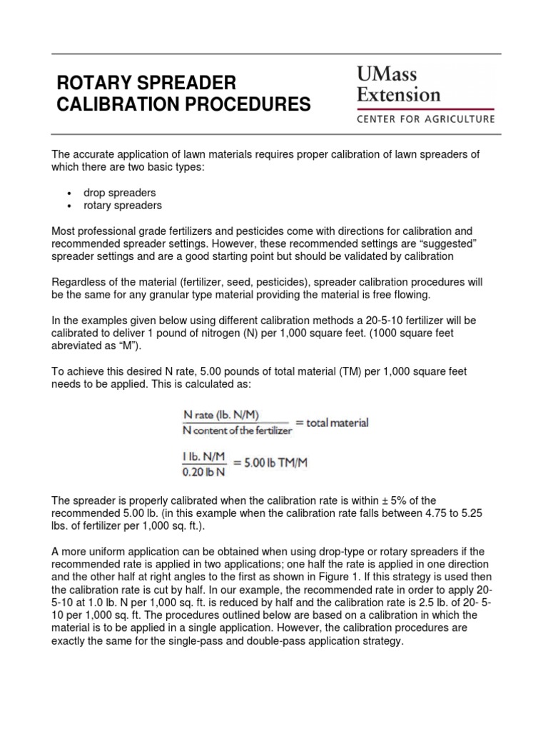Rotary Spreader Calibration | PDF | Calibration | Weight