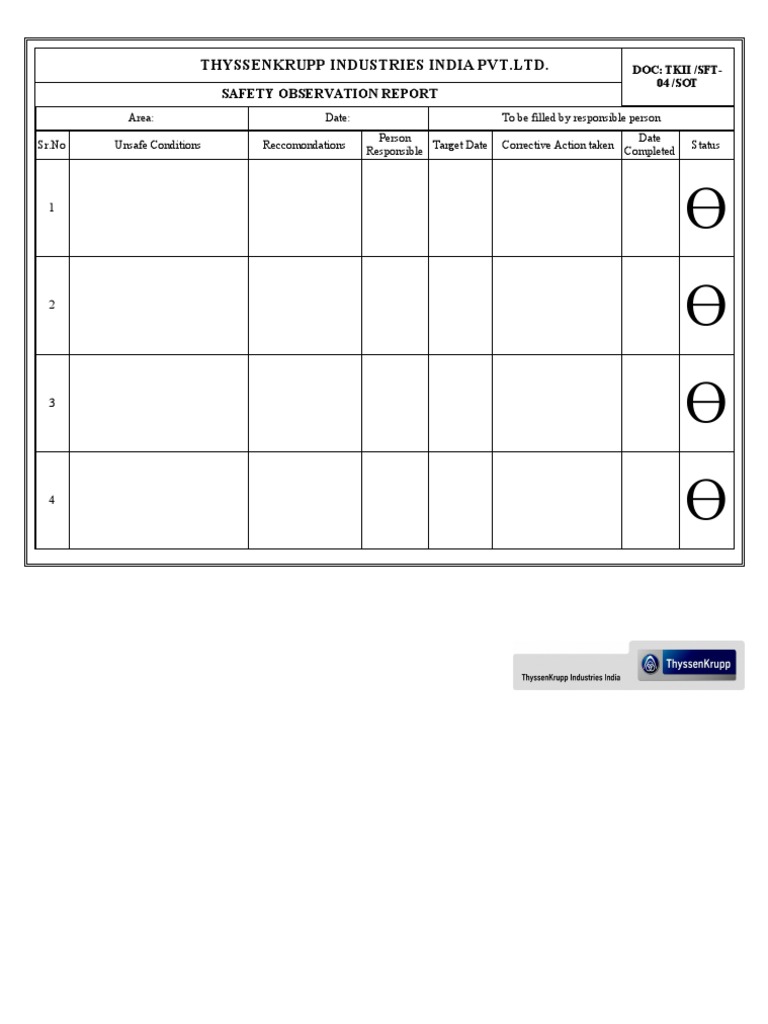Daily Safety Observation Report Template | PDF
