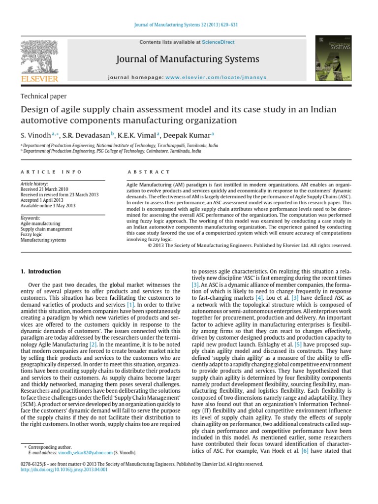 Journal of Manufacturing Systems | PDF | Supply Chain | Supply Chain ...