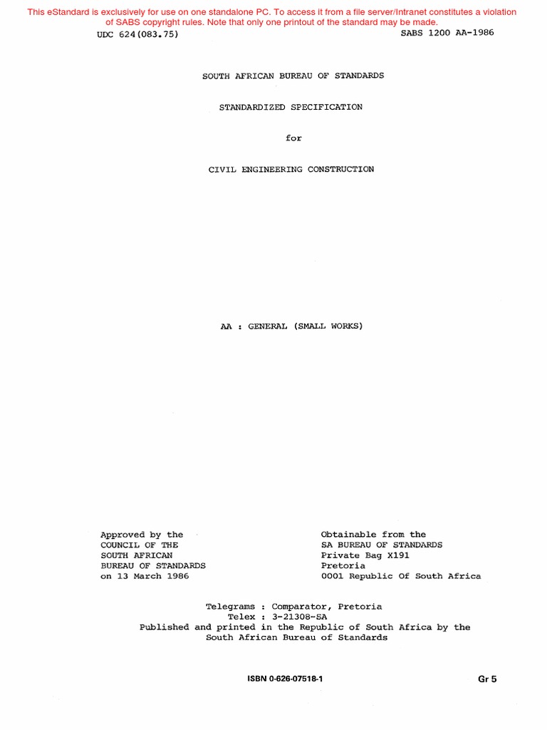 Works) : SABS 1200 | PDF | Specification (Technical Standard ...
