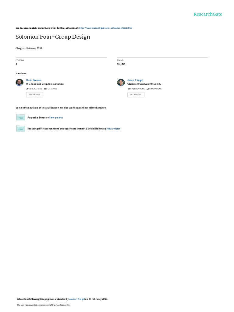 Solomon Four-Group Design: February 2018 | PDF | Inclusion (Education ...