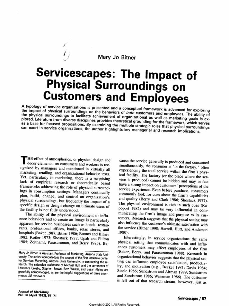 Servicescape-Mary Jo Bitner PDF | PDF