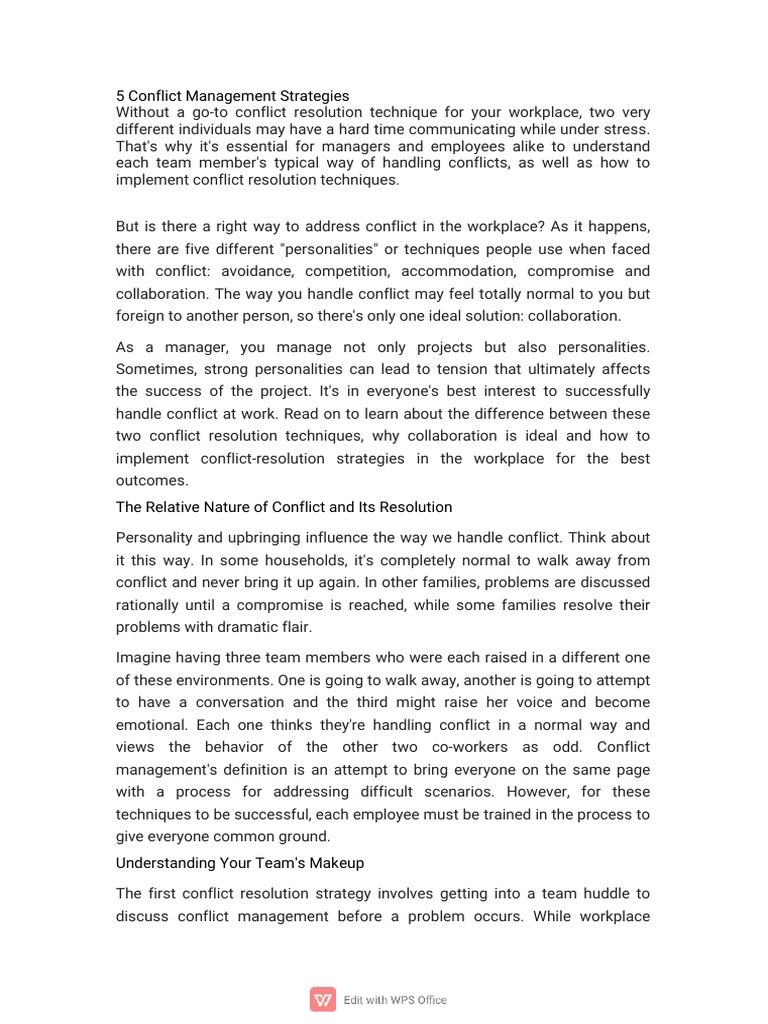 5 Effective Conflict Management Strategies | PDF | Nature