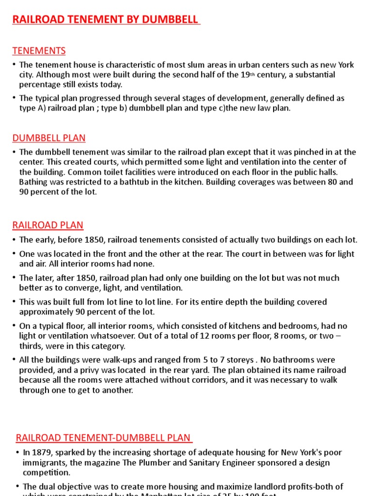 Railroad Tenement by Dumbbell: Tenements | PDF | Tenement | Kitchen