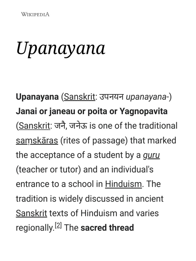 Upanayana As Per Wikipedia | PDF | Indian Religions | Sikhism