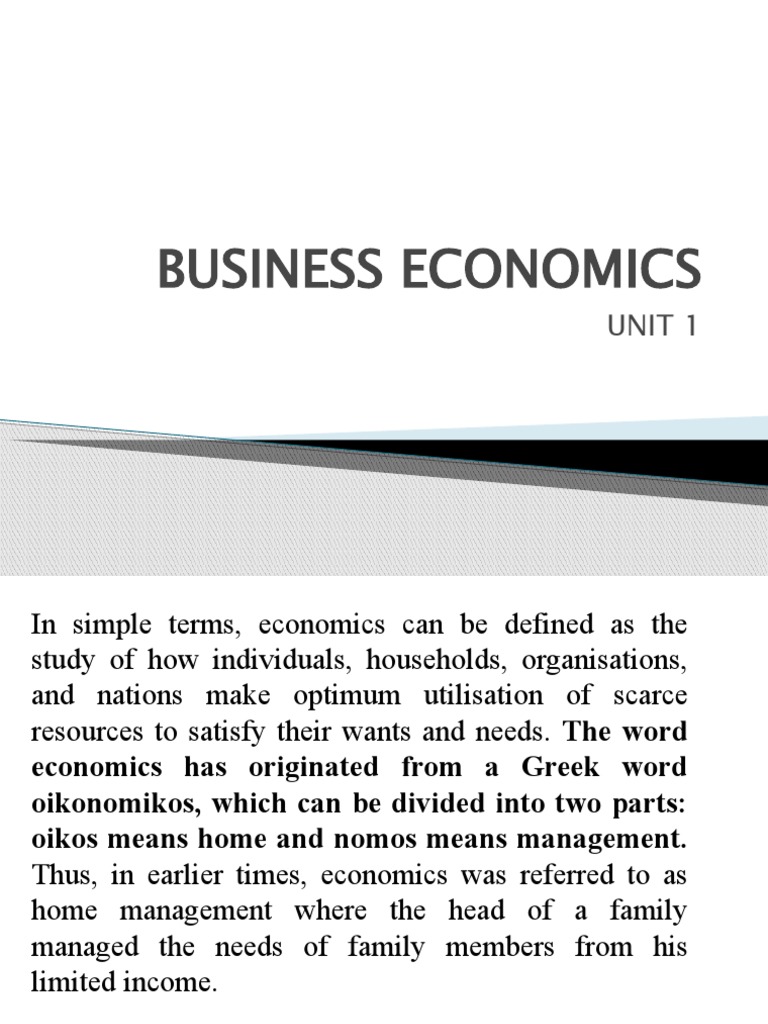 Business Economics: Unit 1 | PDF | Demand | Economics