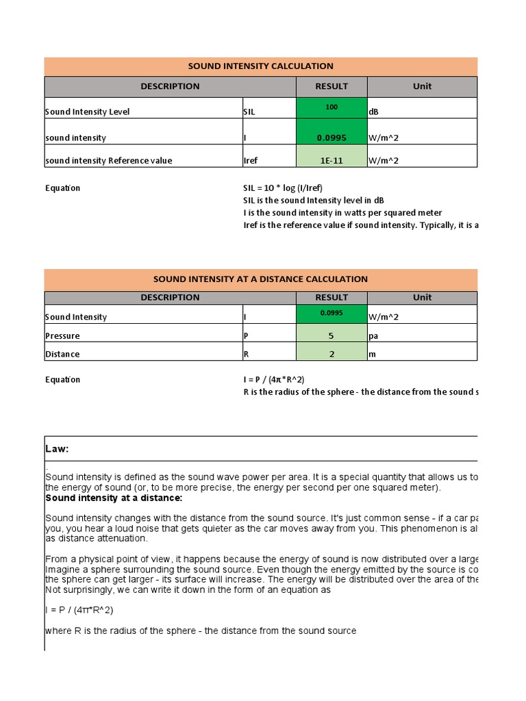 Sound Intensity & Distance Calculation | PDF | Intensity (Physics ...