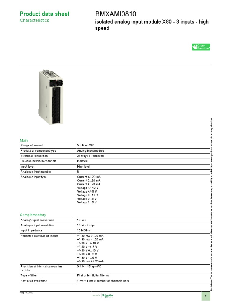 Modicon X80 Modules - BMXAMI0810 | PDF | Analogue Electronics ...