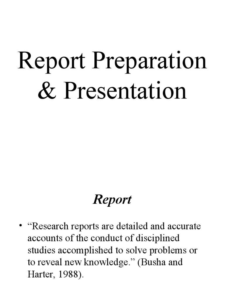 Report Preparation & Presentation | PDF | Data | Question