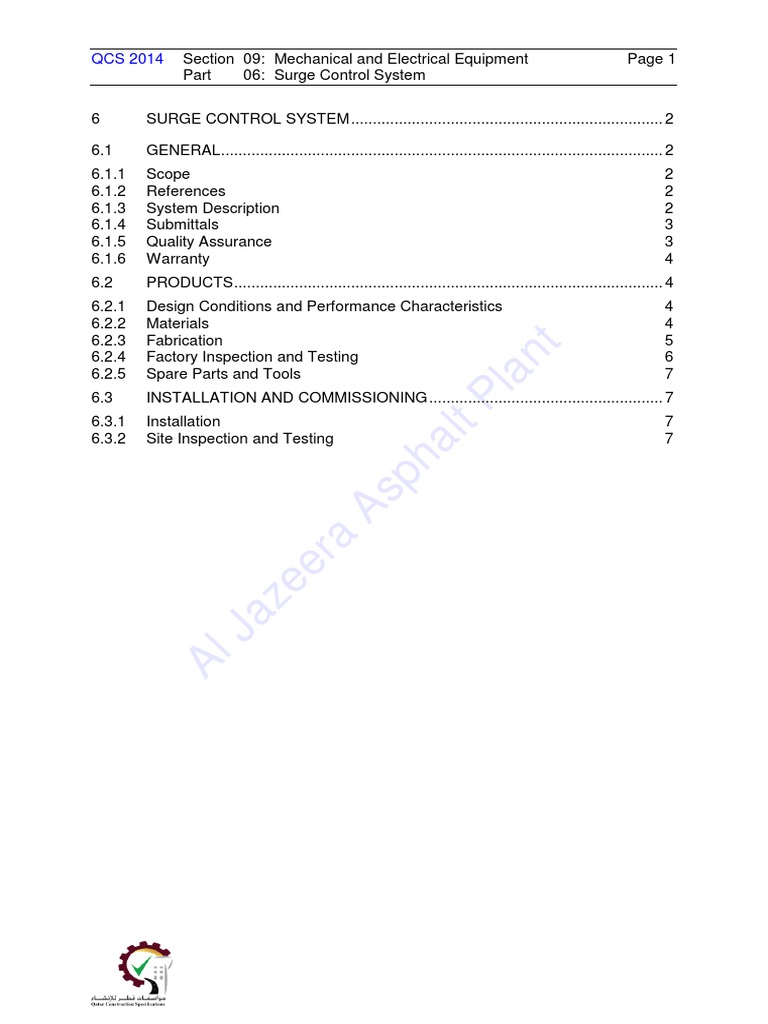 Surge Control System Specifications | PDF | Pipe (Fluid Conveyance) | Valve