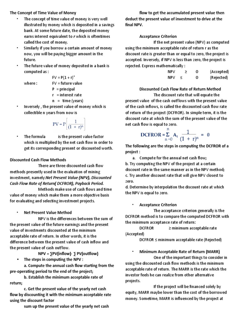 Cash Flow Rate of Return (DCFROR), Payback Period | PDF | Net Present ...