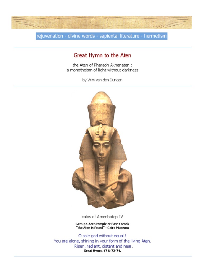 ANCIENT EGYPT - Great Hymn To The Aten Doc - Z | PDF | Akhenaten | Horus