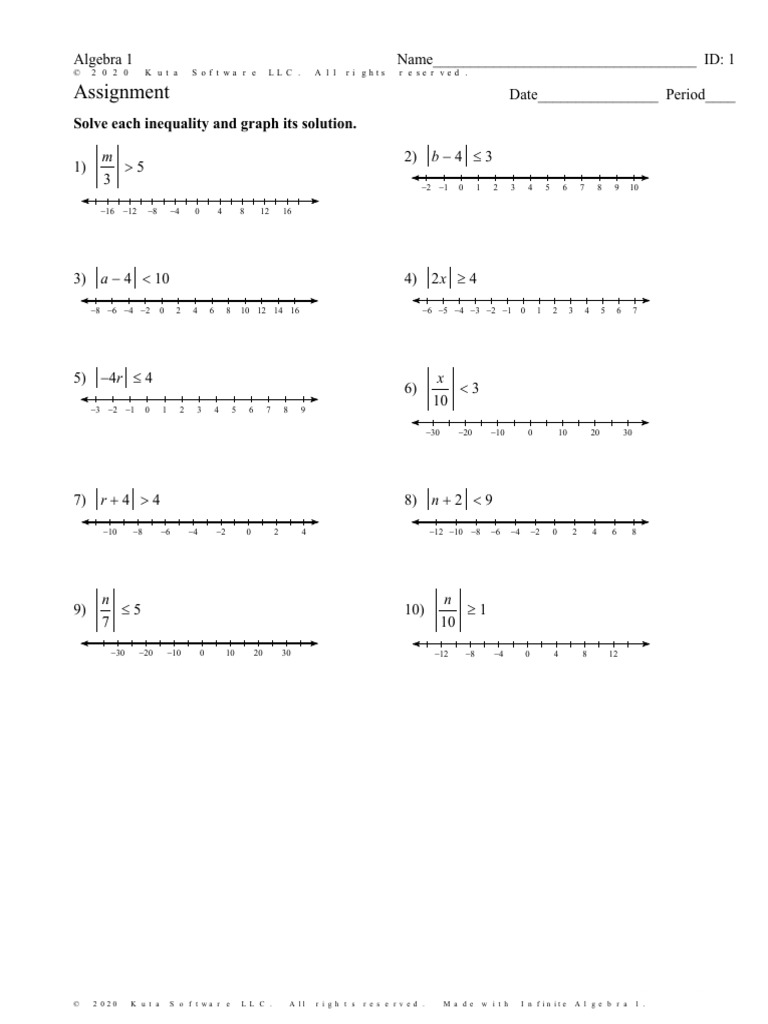 Assignment: Solve Each Inequality and Graph Its Solution | PDF ...