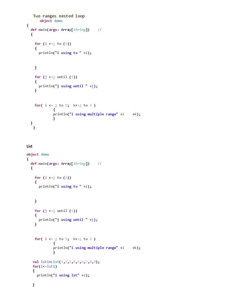Two Ranges Nested Loop | PDF | Computer Programming | Software Engineering