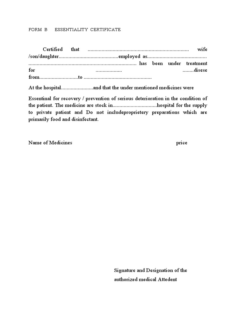 Essentiality Certificate Pdf Essential Health Services A Guidance