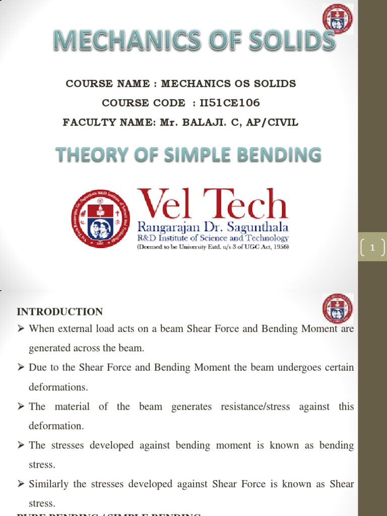 Theory and Assumptions of Simple Bending | PDF | Bending | Beam (Structure)