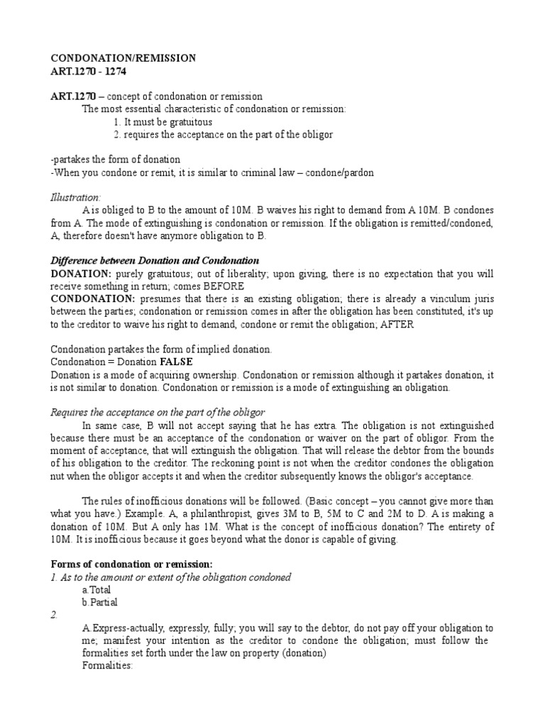 Illustration:: Difference Between Donation and Condonation | PDF ...