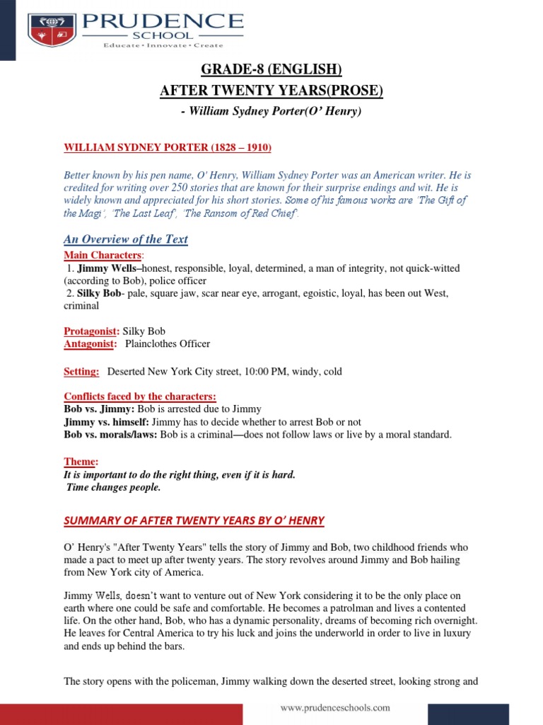 After Twenty Years - Study Material PDF | PDF | O. Henry | Friendship