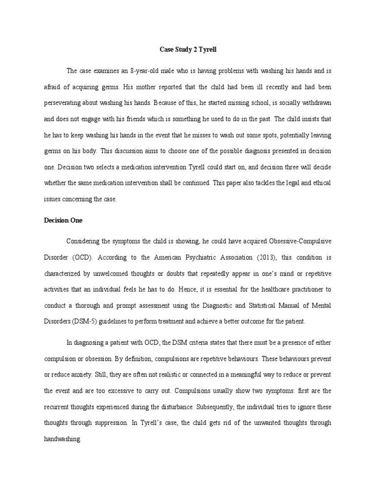 TYRELL Case Study | PDF | Obsessive–Compulsive Disorder | Mental Disorder