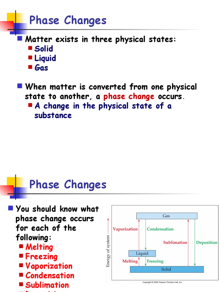Phase Changes: Matter Exists in Three Physical States | PDF | Phase ...