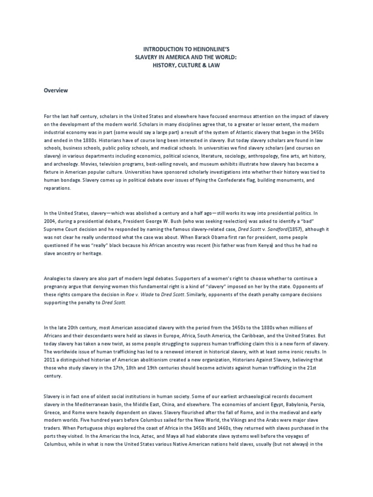 Introduction To Heinonline'S Slavery in America and The World: History ...