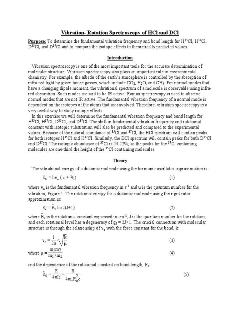 Vibration-Rotation Spectroscopy of HCL and DCL | PDF | Infrared ...