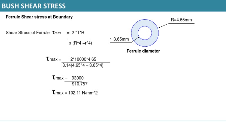 Bush Shear Stress Calculation PDF | PDF