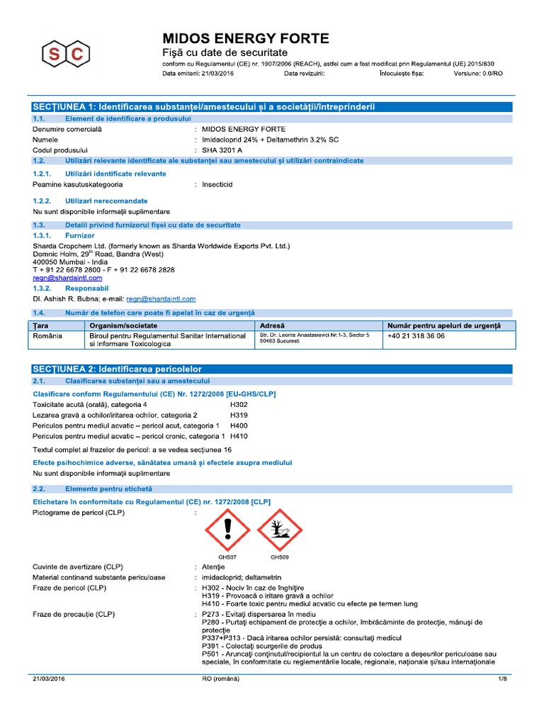 MSDS Midos Energy Forte | PDF