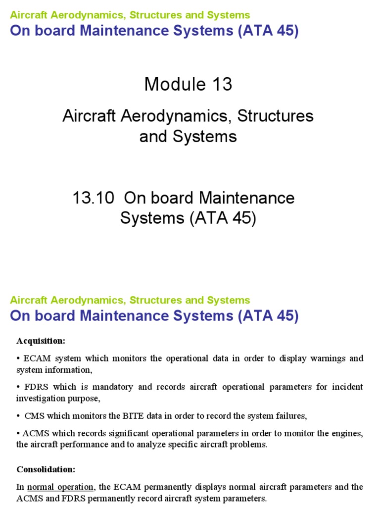 Aircraft Aerodynamics, Structures and Systems: On Board Maintenance ...