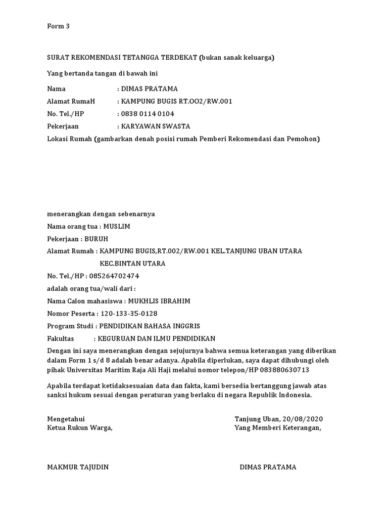 Form 3-Dimas PDF | PDF | Ilmu Sosial | Hukum