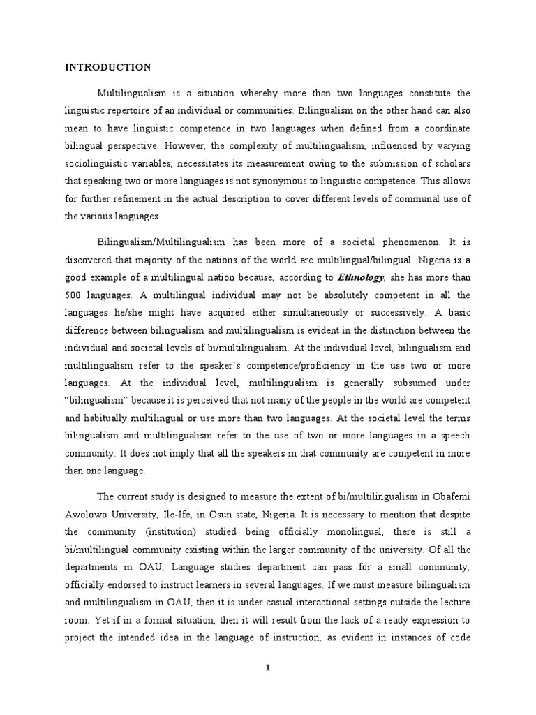 Measurement of Bilingualism in Obafemi A | PDF | Multilingualism | Fluency