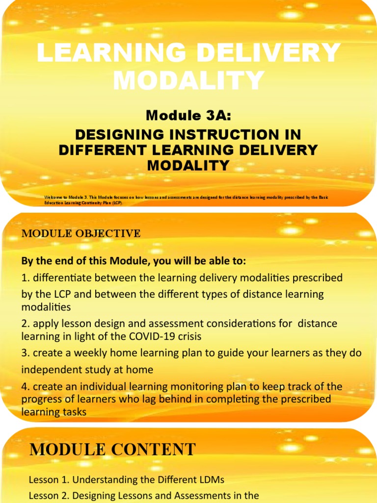 Module 3A: Designing Instruction in Different Learning Delivery ...