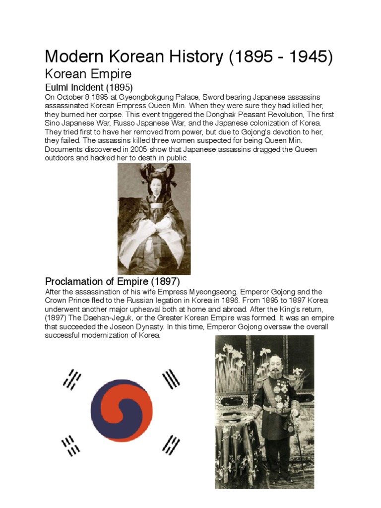 Modern Korean History (1895 - 1945) | PDF | Korea Under Japanese Rule ...