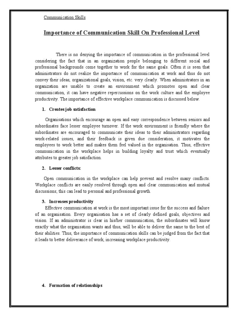 Importance of Communication Skills in Professional Life | PDF | Job ...