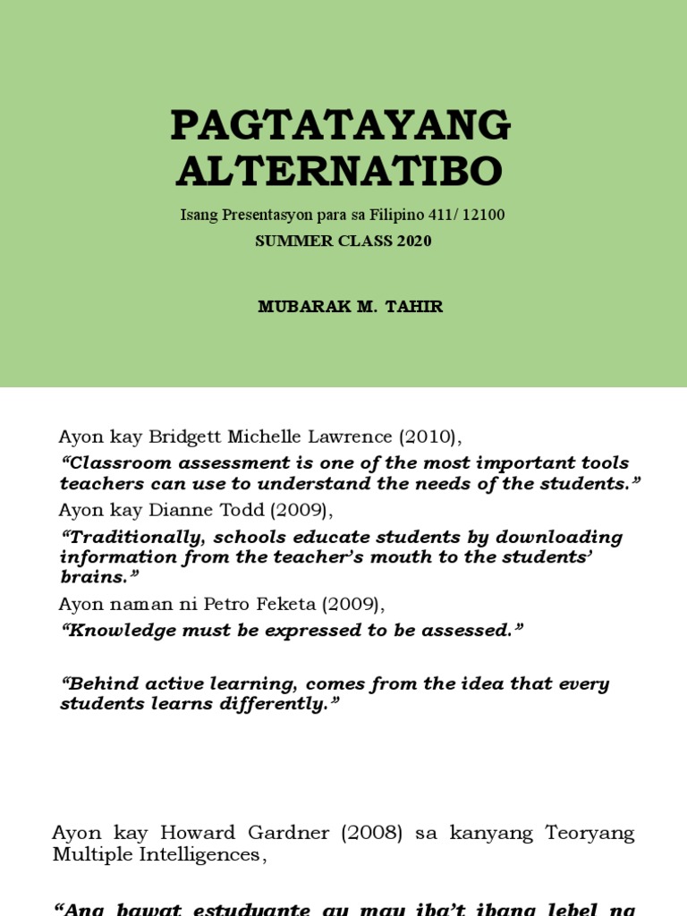 Alternatibong Pagtataya | PDF