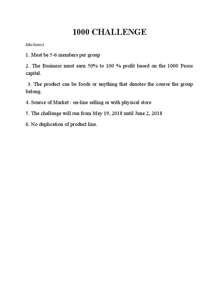 1000 Challenge | PDF