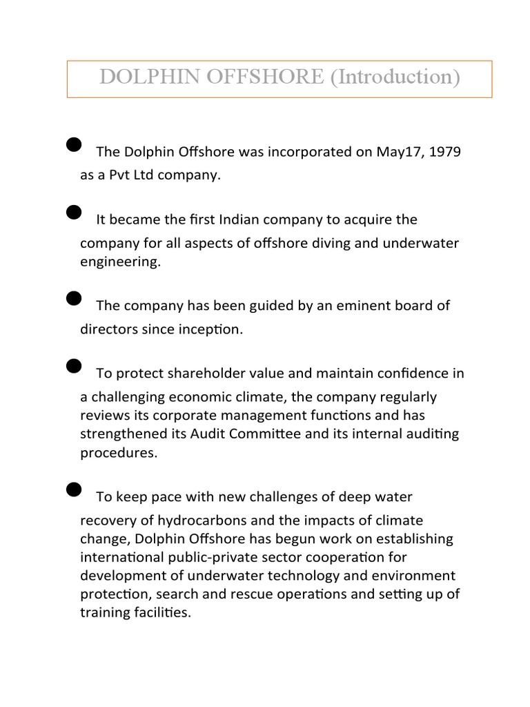 DOLPHIN OFFSHORE (Introduction) | PDF | Financial Statement | Audit