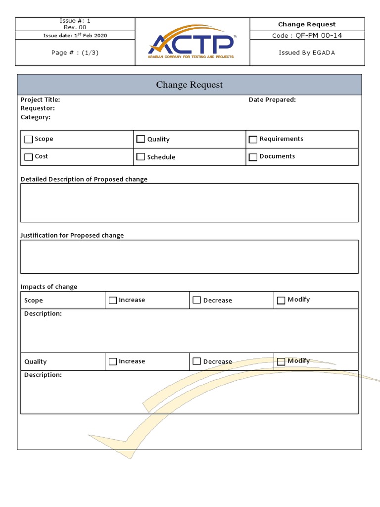 Change Request Document Template | PDF