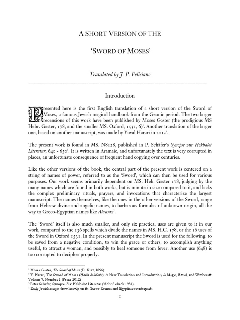 A Short Version of The Sword of Moses MS | PDF