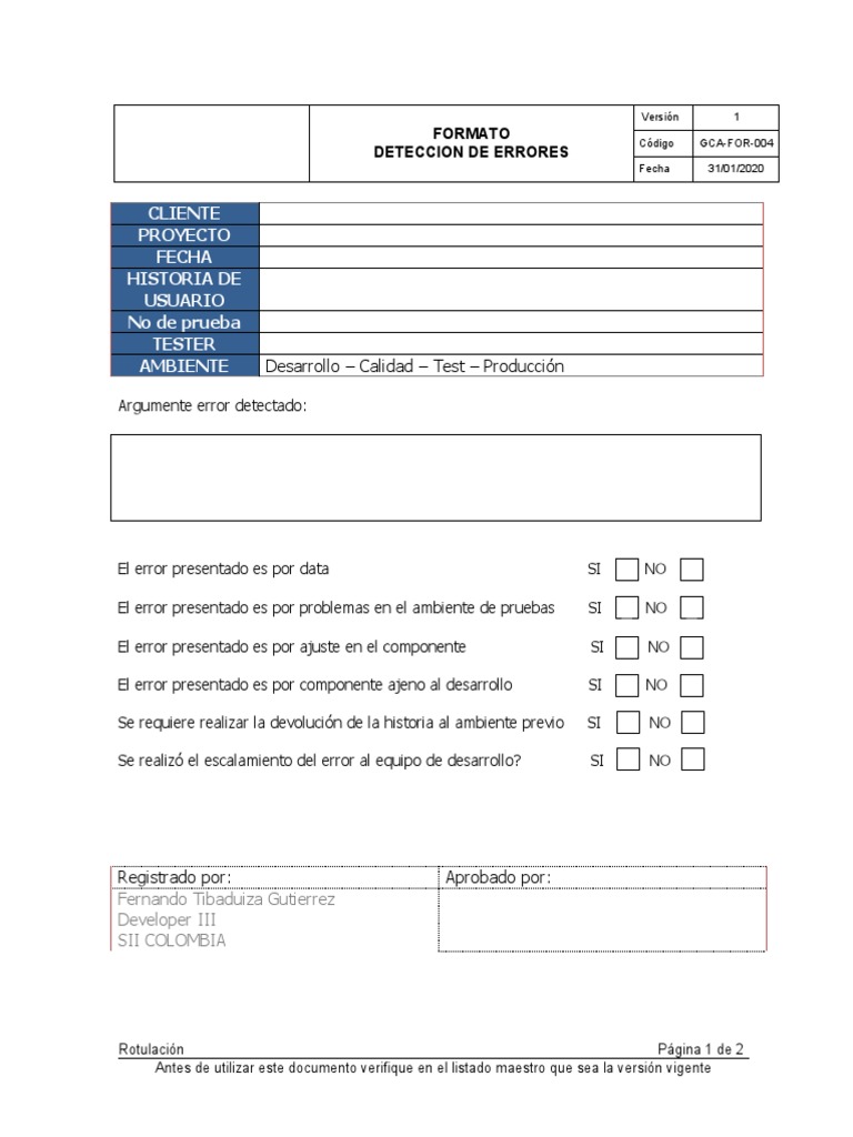 Formato Deteccion de Errores | PDF