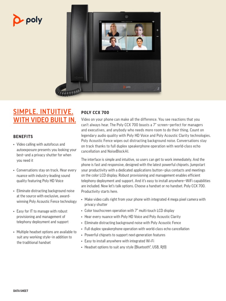 Simple. Intuitive. With Video Built In.: Poly CCX 700 | PDF | Ieee 802. ...