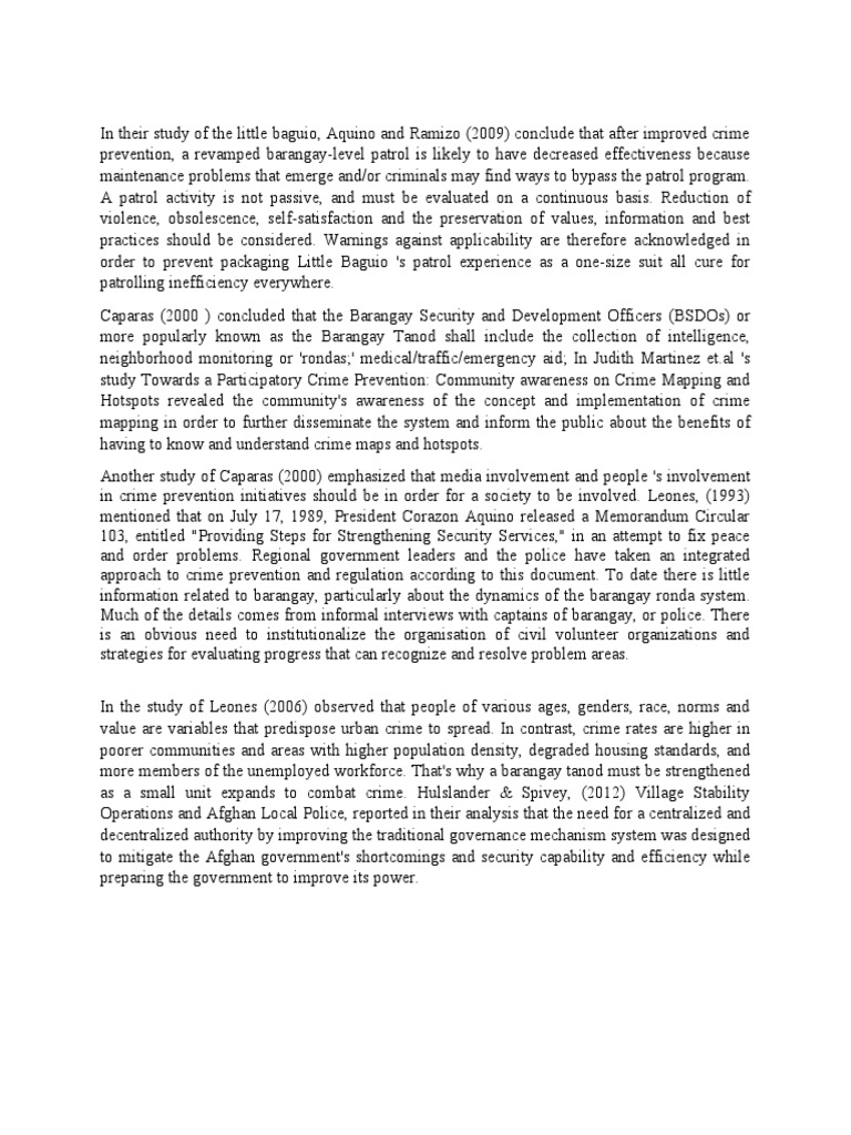 RRL | PDF | Crime Prevention | Crime & Violence