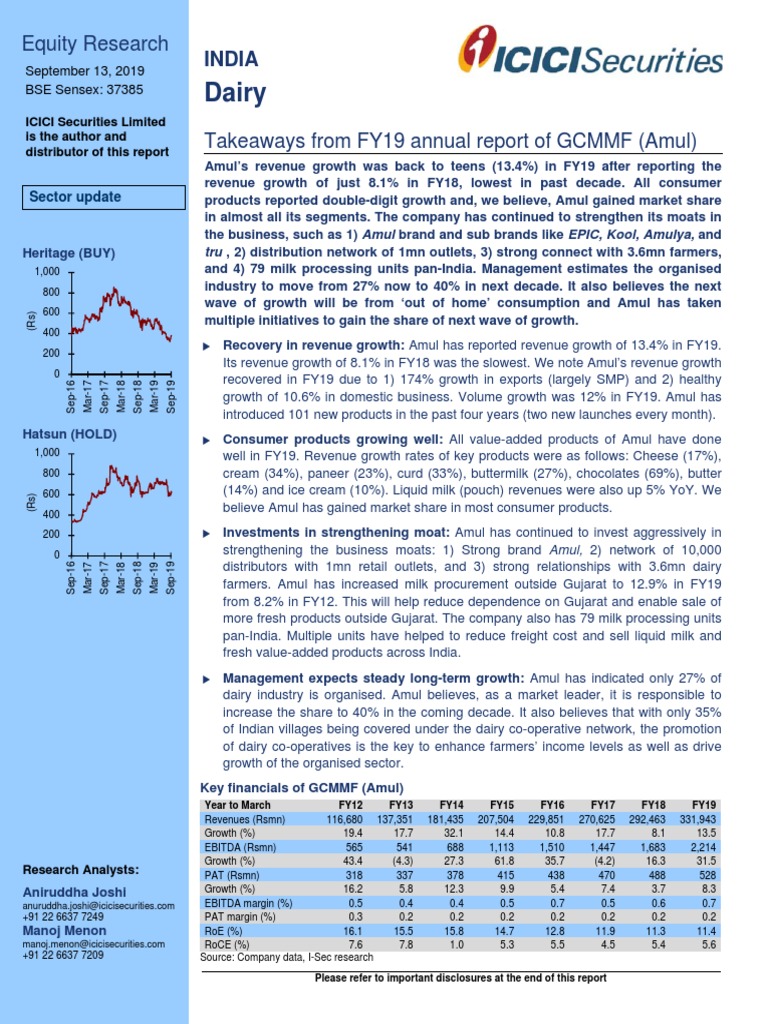 Amul's Revenue Growth Back in Teens | PDF | Dairy | Milk