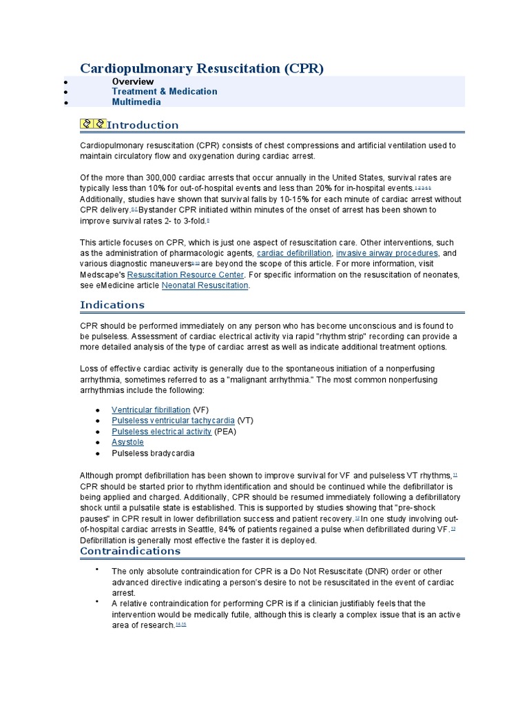 Cardiopulmonary Resuscitation (CPR) : Treatment & Medication Multimedia ...