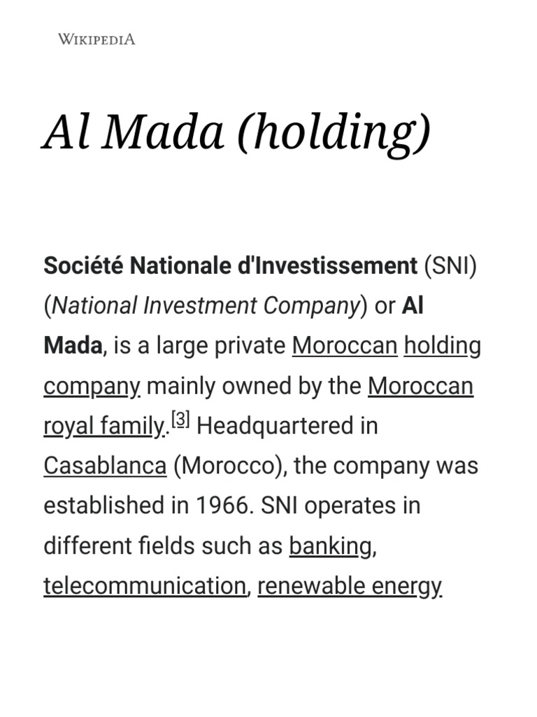 Al Mada (Holding) - Wikipedia | PDF | Companies | Business