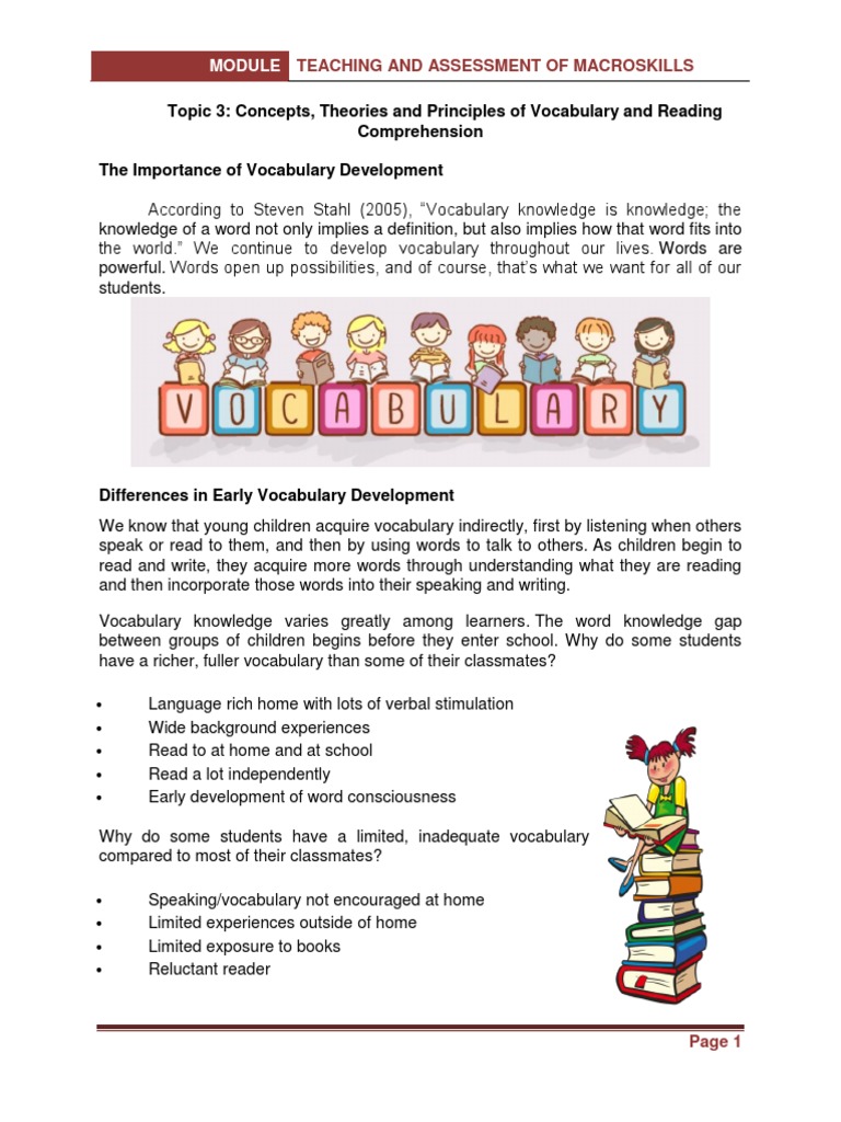 PART 3 - TOPIC 3 Concepts, Theories and Principles of Vocabulary and ...